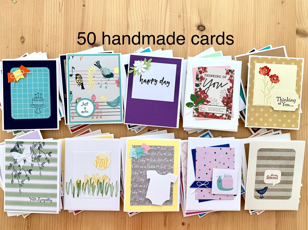 50 Handmade Cards. Set of Greeting Cards Variety Assortment. - Etsy