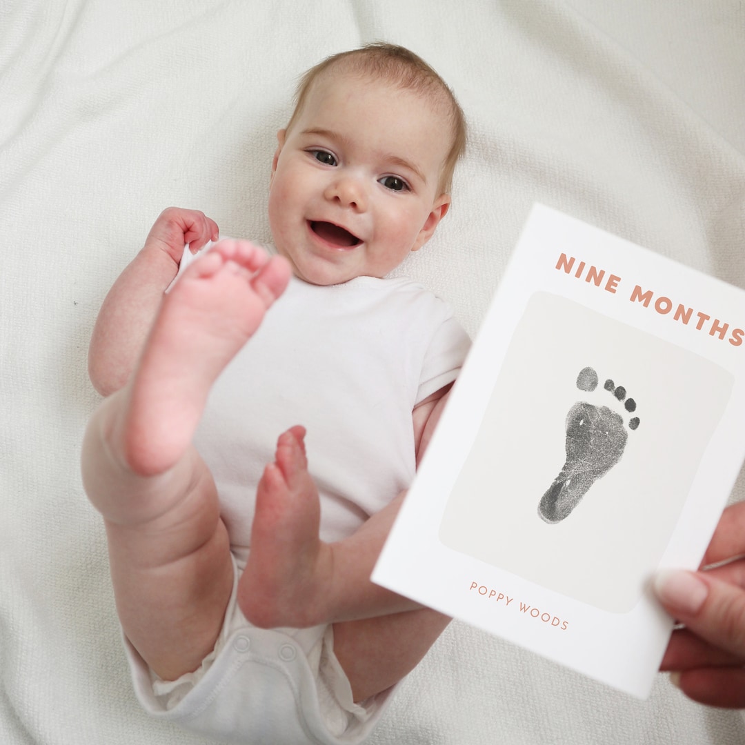 Personalised Milestone Footprint Cards New Baby Keepsake Gift Baby ...