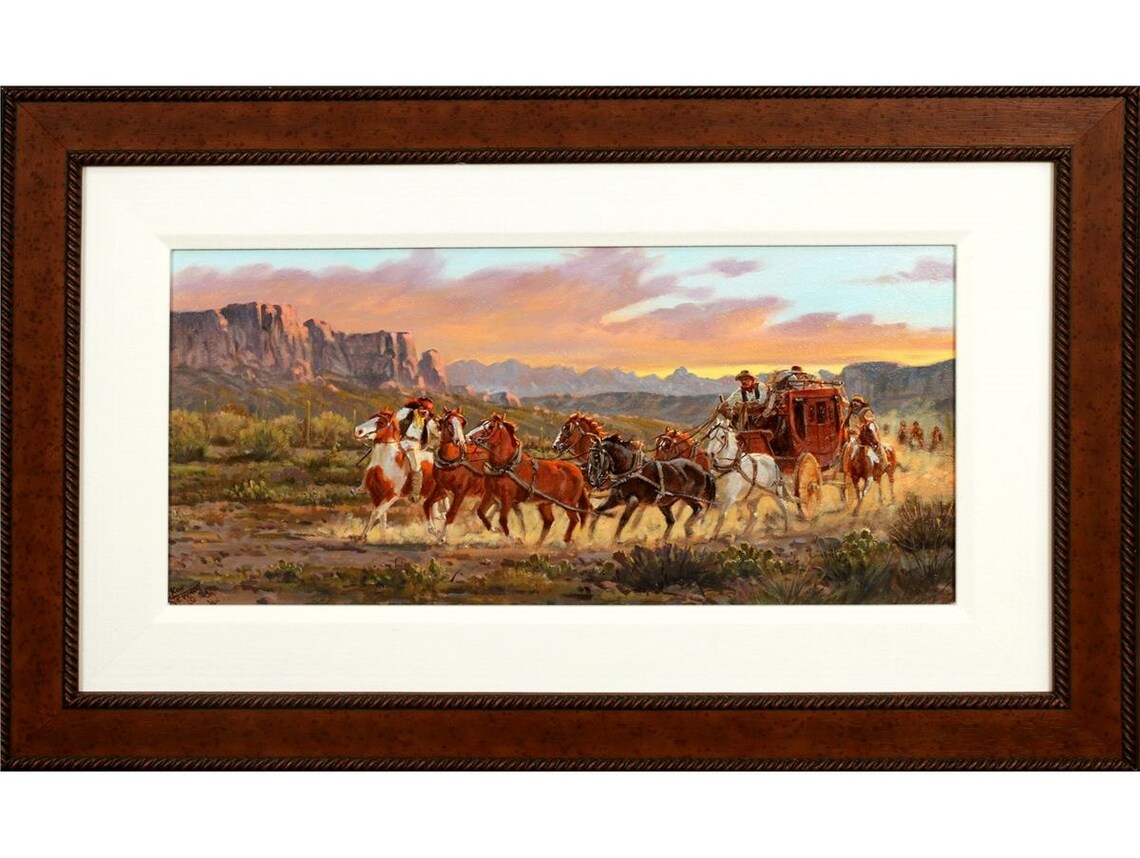 Ron Stewart Oil Painting, Original Ron Stewart Oil, "stagecoach" Signed ...