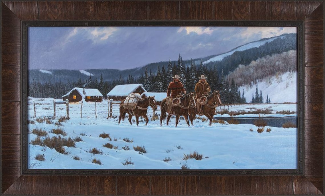 Western Artist: Ron Stewart, “breaking Light”, Oil Painting on Canvas ...
