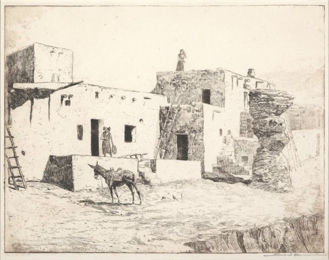 Fine Art : Edward Borein, Etching, Cowboy Artist, "the Dance Plaza ...