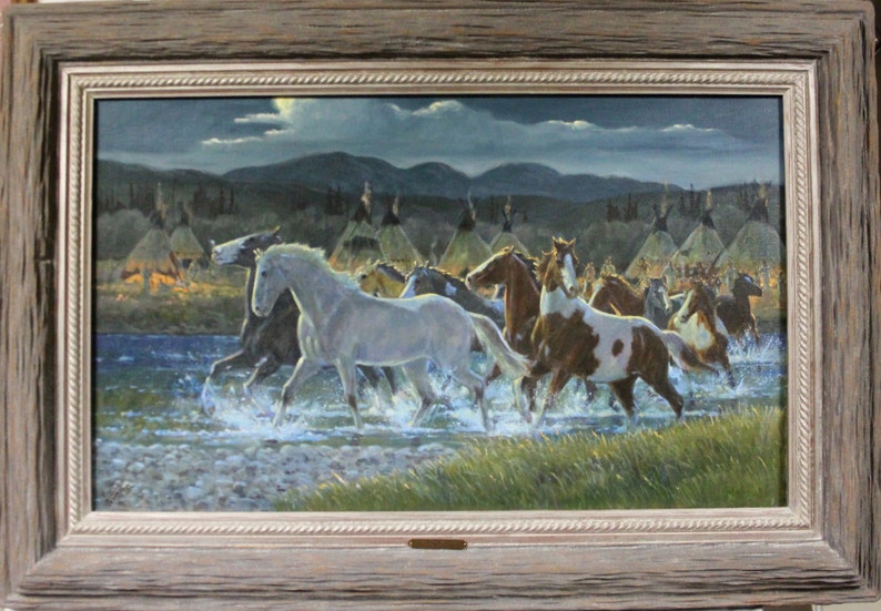 Wild Horses : Original Ron Stewart Oil, ponies for Warriors Signed Ron ...