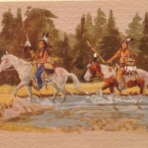 Native Art : Ron Stewart, "indian Warning", Signed, Opaque Water Color ...