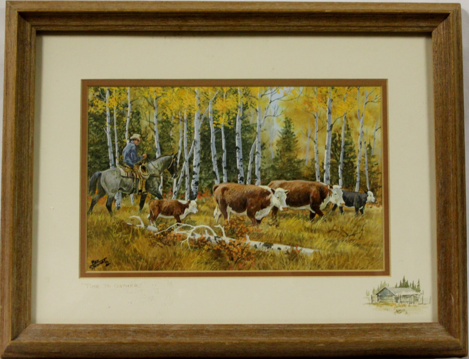 Western Artist, Ron Stewart, Water Color Painting, Entitled "time to ...
