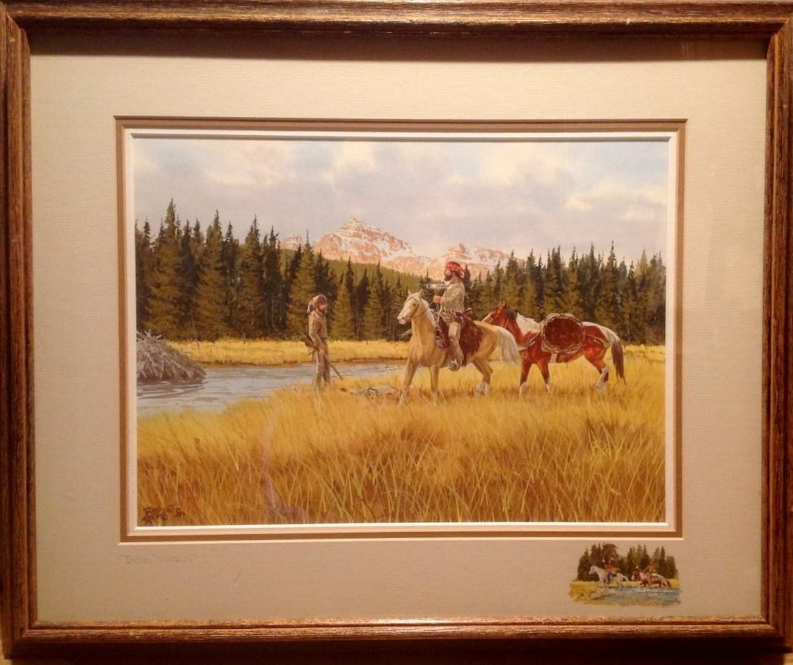 Native Art : Ron Stewart, "indian Warning", Signed, Opaque Water Color ...