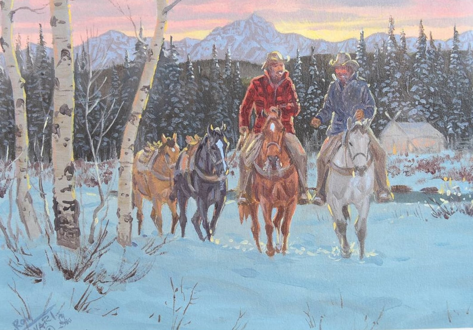 Art : Ron Stewart Painting, Ron Stewart , cowboy Trilogy Signed Ron ...