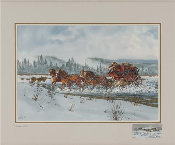 Western Artist Ron Stewart, Water Color Painting, "making up Time ...