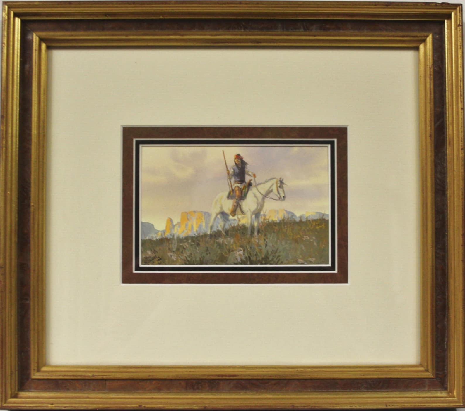 Ron Stewart: Western Artist, Ron Stewart "mounted Indian", Water Color ...