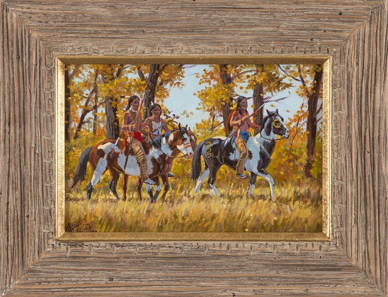 Western Artist: Ron Stewart, “silent Suspicion”, Oil Painting, Signed ...