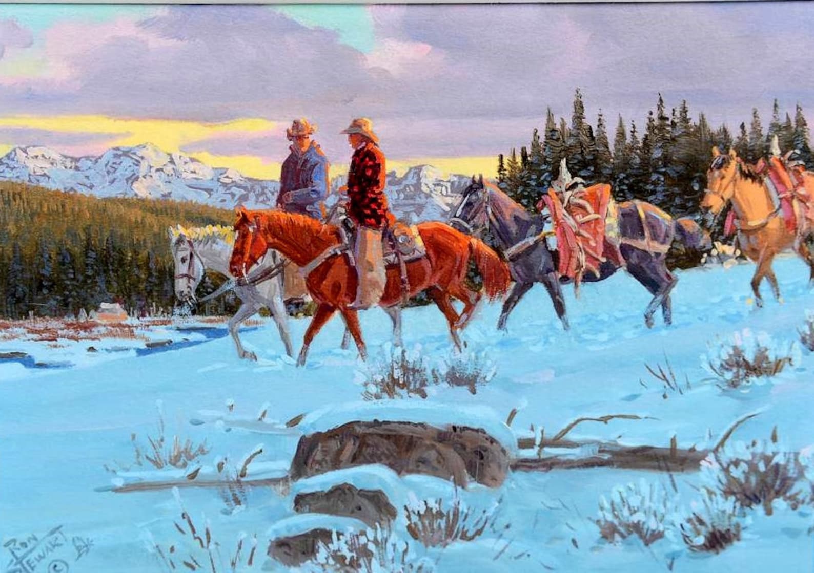 Art : Ron Stewart Painting, Ron Stewart , cowboy Trilogy Signed Ron ...