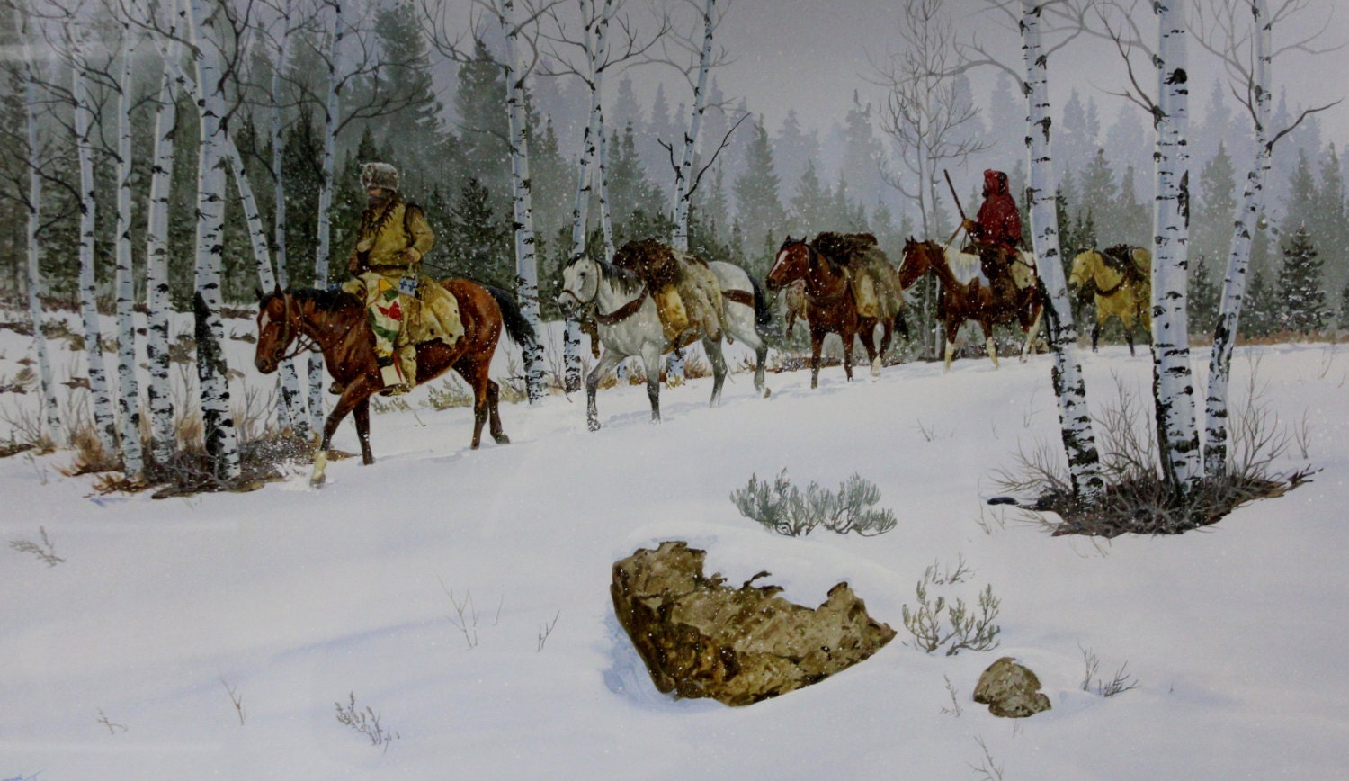 Western Artist, Ron Stewart, Water Color Painting, "silent Passage", Ca ...