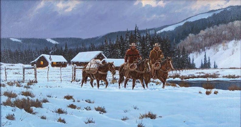 Western Artist: Ron Stewart, “breaking Light”, Oil Painting on Canvas ...