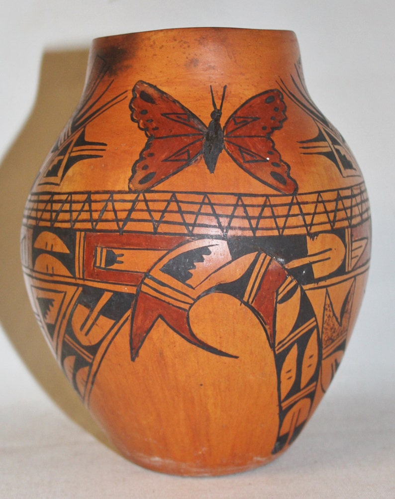 Hopi Pottery by Marlena, Native American Vintage Hopi Butterfly Pot 502 ...