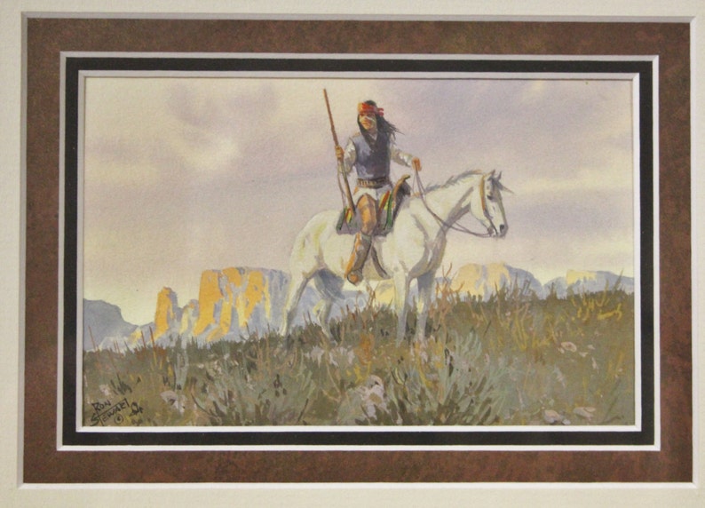 Ron Stewart: Western Artist, Ron Stewart "mounted Indian", Water Color ...