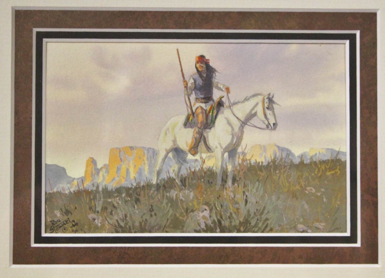 Ron Stewart: Western Artist, Ron Stewart "mounted Indian", Water Color ...