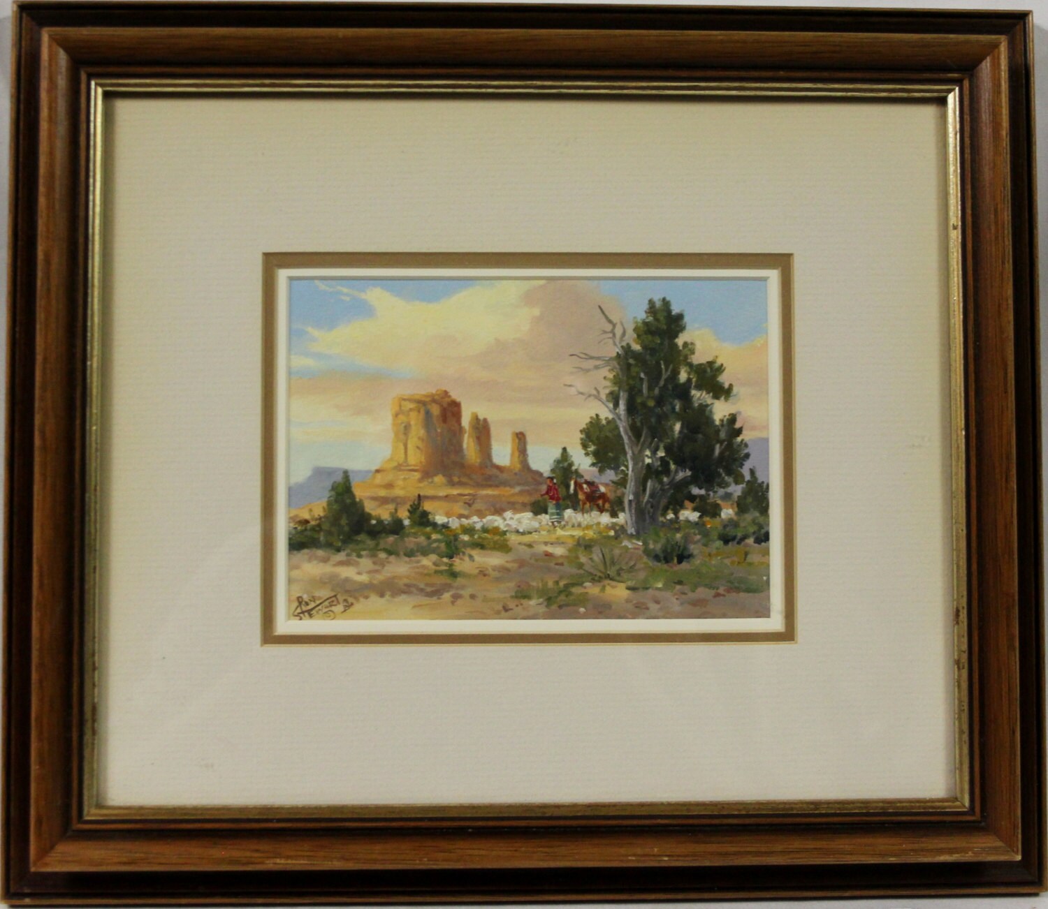 Western Artist: Ron Stewart, Water Color Painting of Navajo Woman With ...
