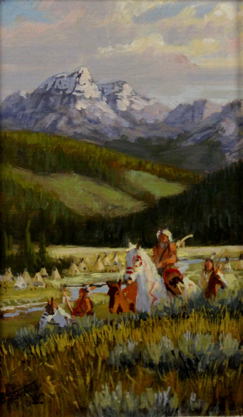 Western Artist: Ron Stewart, across the River, Oil Painting, Signed ...