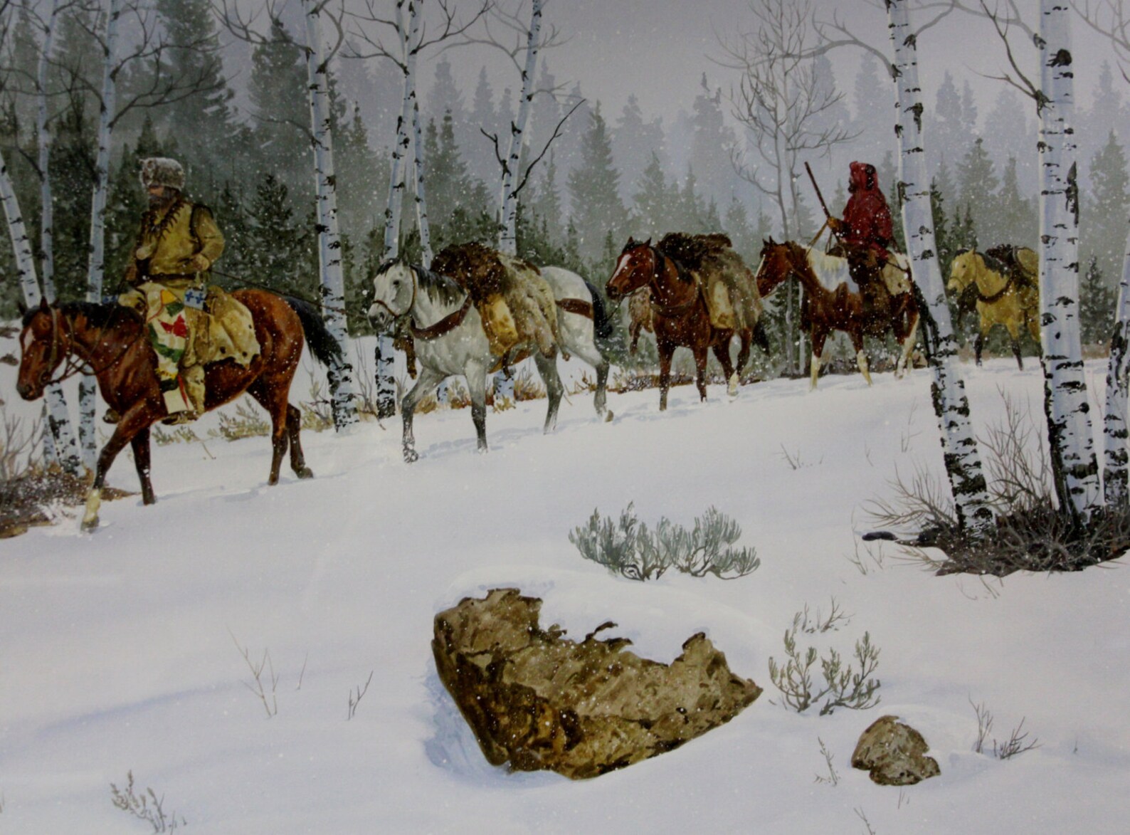 Western Artist, Ron Stewart, Water Color Painting, "silent Passage", Ca ...