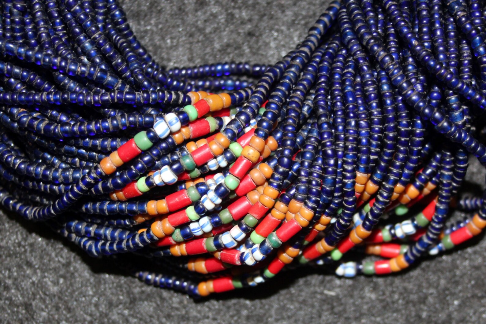 Nagaland : Authentic Naga Small Multistrand Cobalt Bead “royal ...