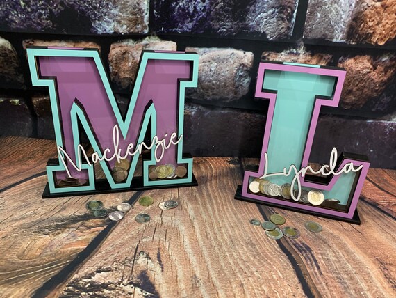 Personalized Letter Coin Bank | Etsy