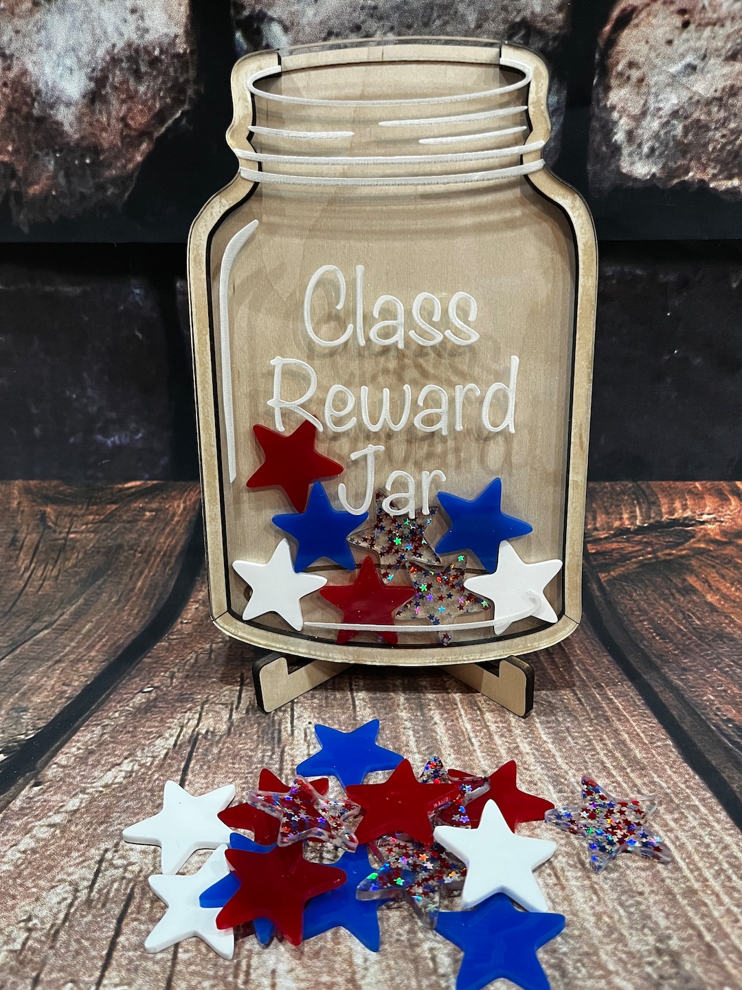 Personalized Reward Jar With Star Tokens, Red White and Blue, Reward ...