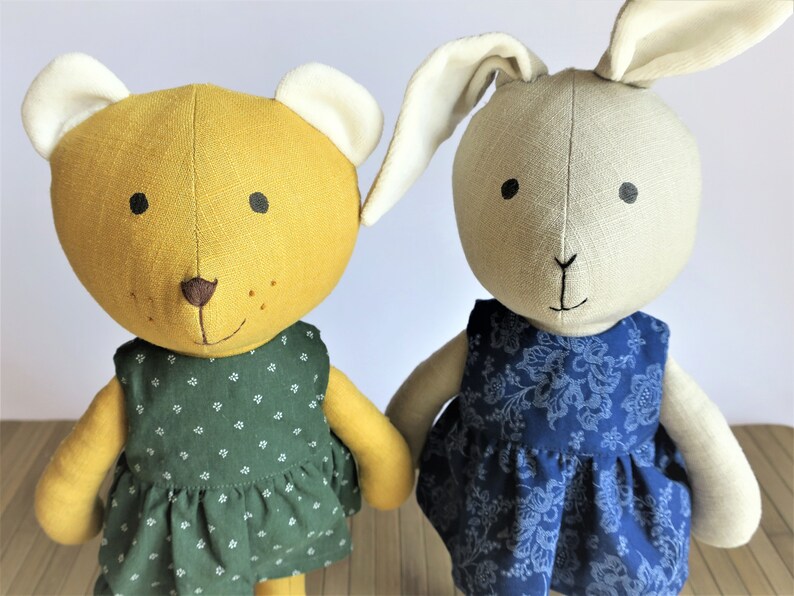 Teddy Bear Sewing Pattern Soft Toy in Linen Cotton DIY Gift for Baby ...