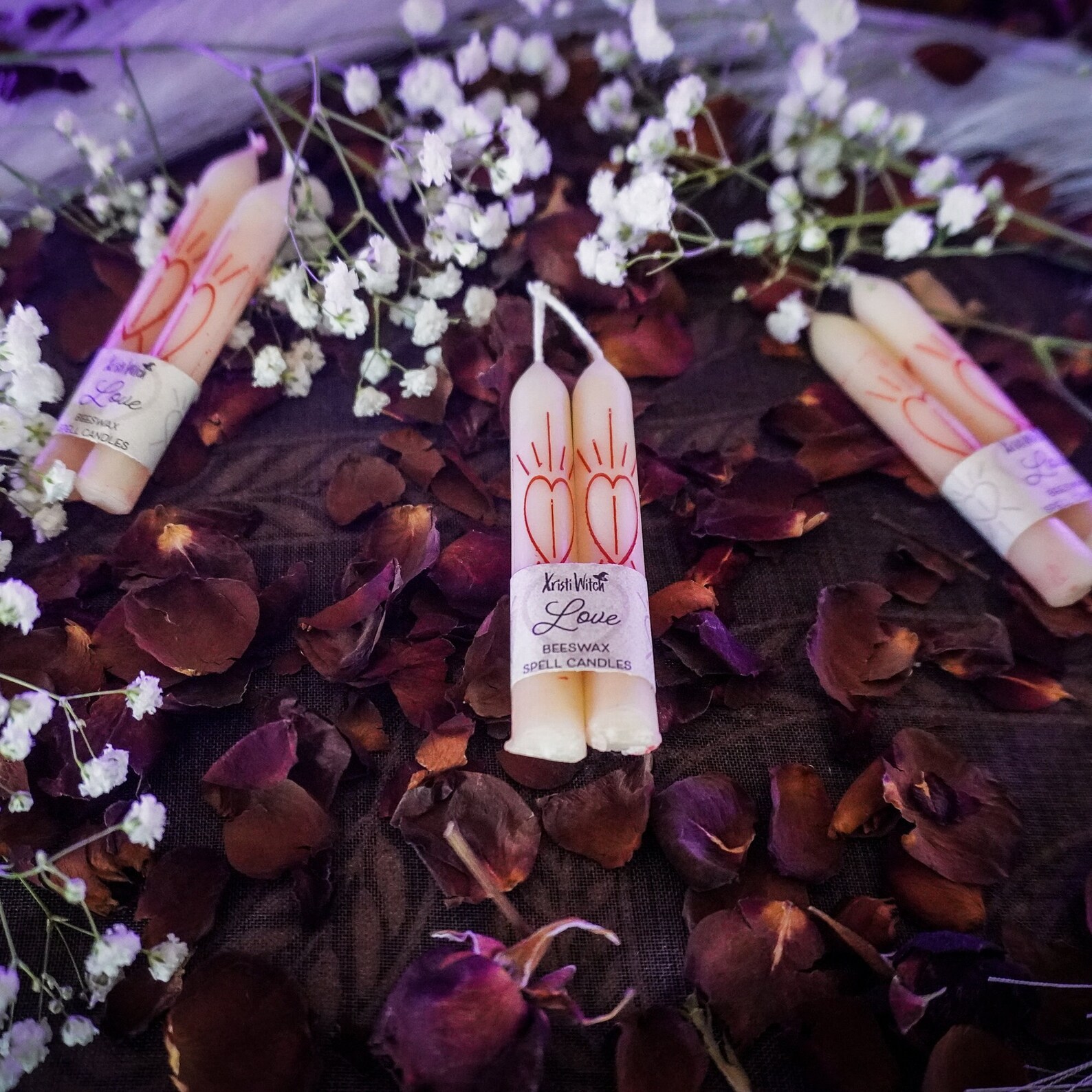 Love Magick Sigil Witchcraft Handmade Beeswax Spell Chime Candles 4 ...