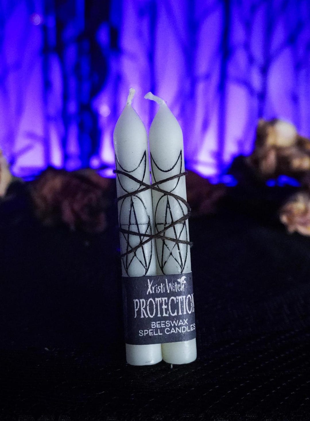 Protection Magick Sigil Handmade Beeswax Spell Chime Candles 4" Set of ...