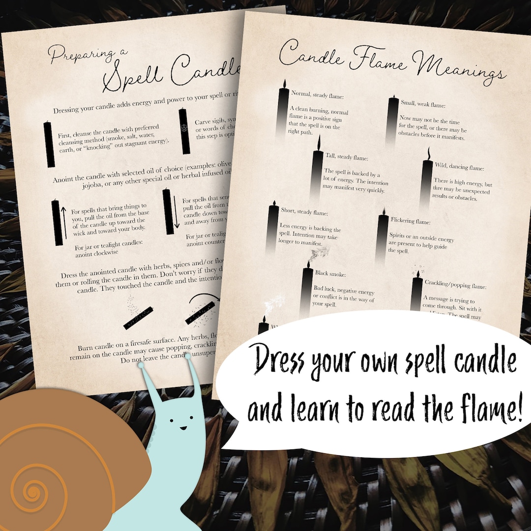 Spell Candle + Candle Flame Meaning Grimoire Pages - Digital Download ...