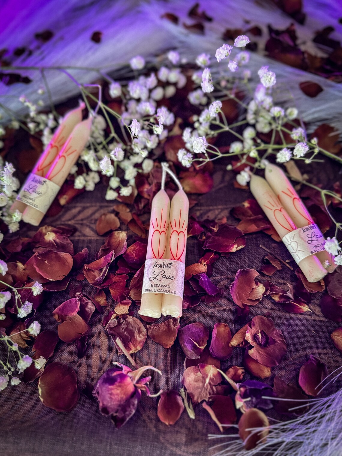 Love Magick Sigil Witchcraft Handmade Beeswax Spell Chime Candles 4 ...