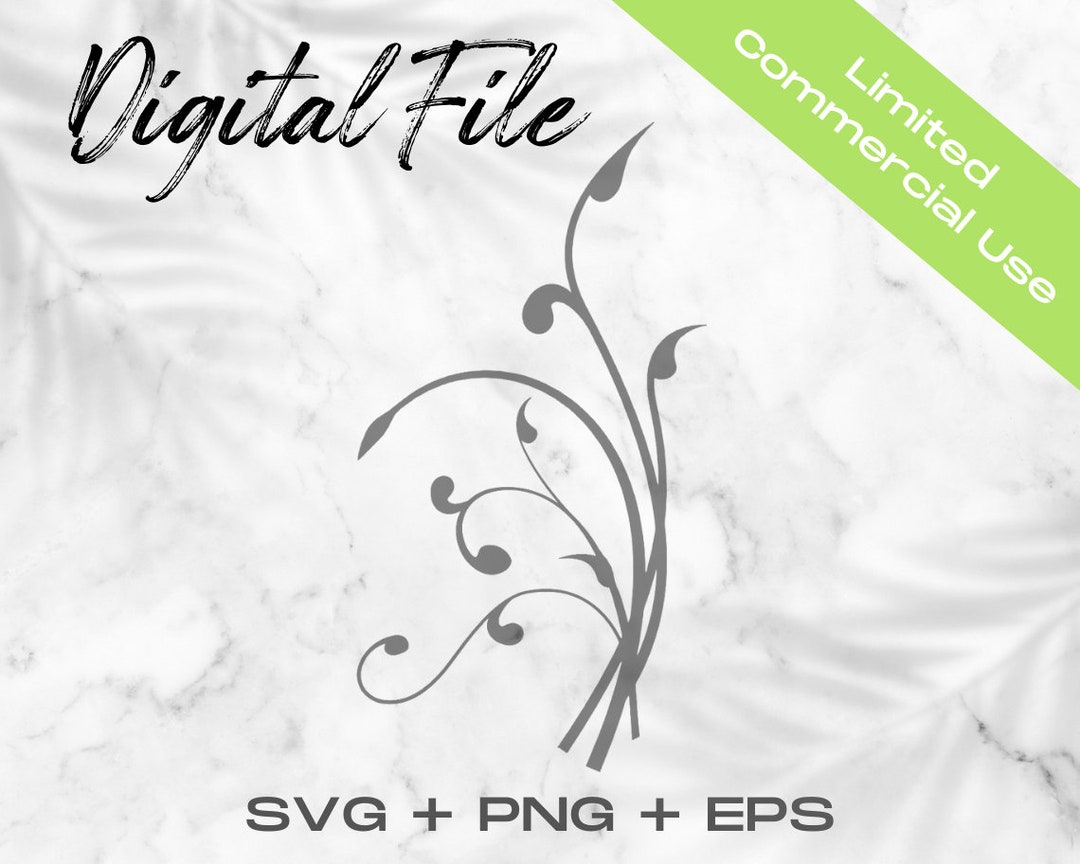 Simple Flourish SVG, Floral Clipart, Floral Accent Silhouette Cut File ...