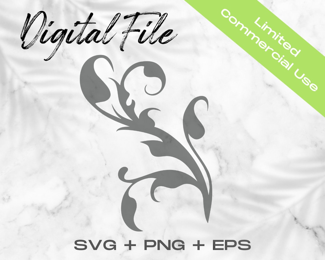 Simple Flourish SVG, Floral Clipart, Floral Accent Silhouette Cut File ...
