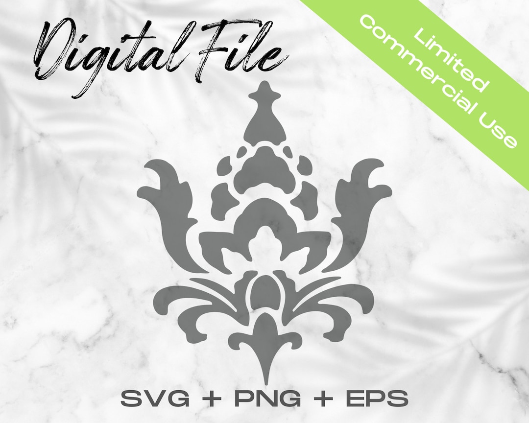 Damask SVG, Floral Clipart, Floral Accent Silhouette Cut File, Floral ...