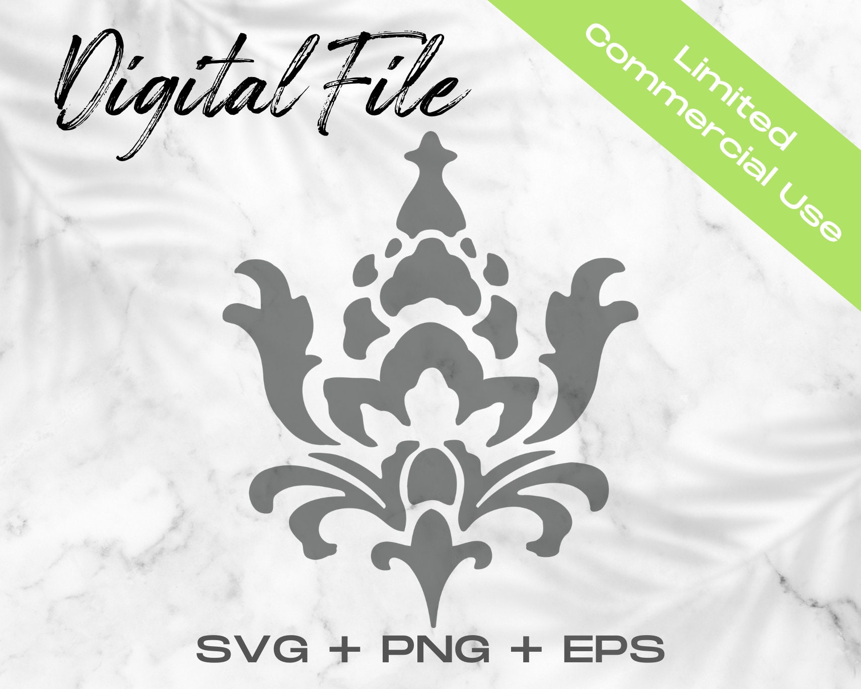 Damask SVG Floral Clipart Floral Accent Silhouette Cut File - Etsy