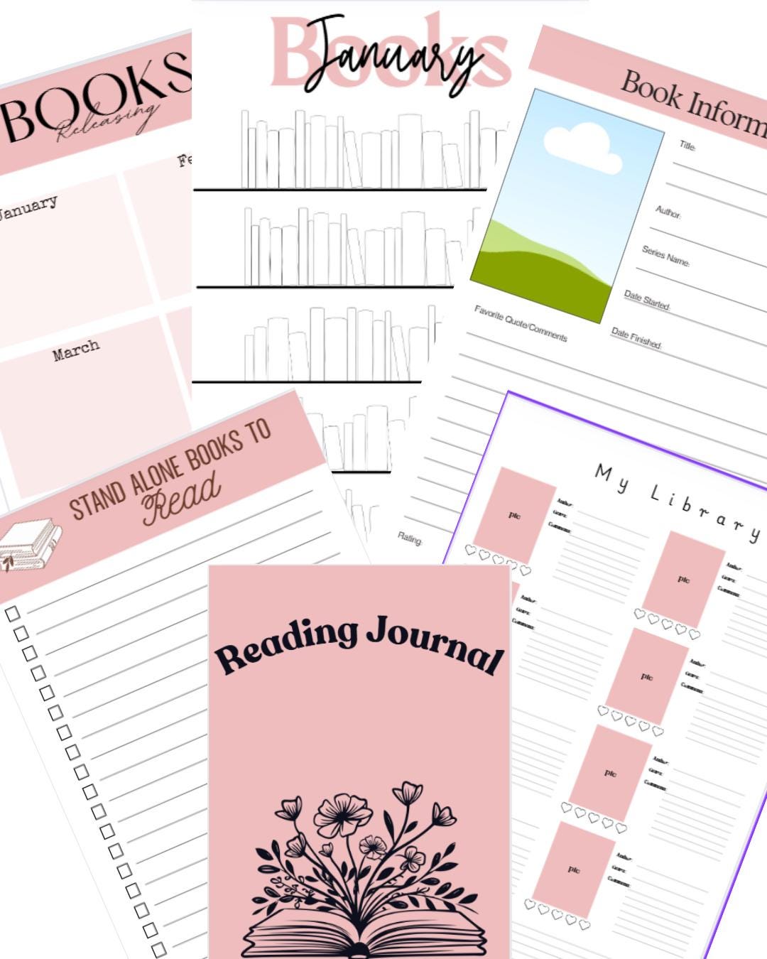 2026 Reading Journal and Book Tracker Printable Log, Monthly and Yearly ...
