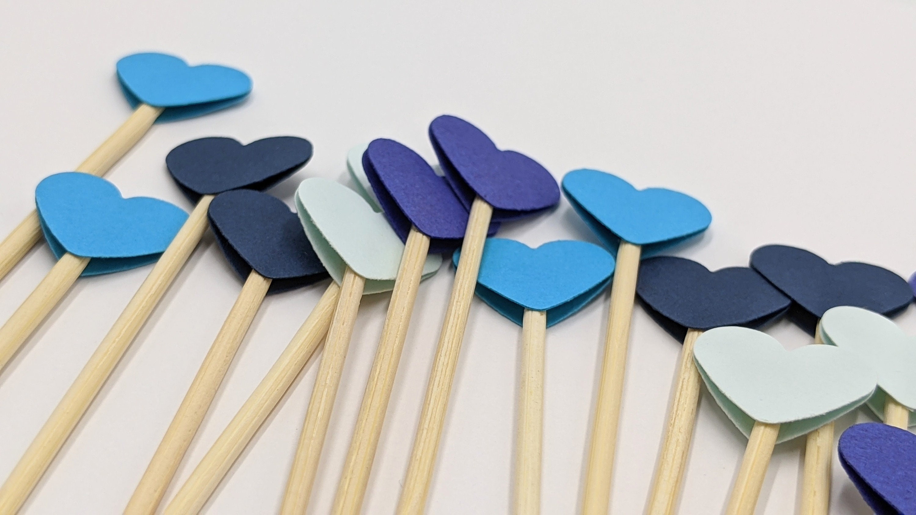 Heart Cupcake Toppers Blue Party Decor Heart Decorations - Etsy