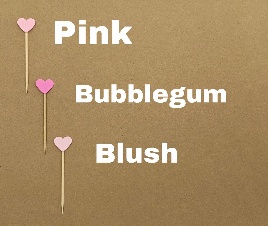 Pink Heart Cupcake Toppers, Pink Hearts, Heart Appetizer Pick, Food ...