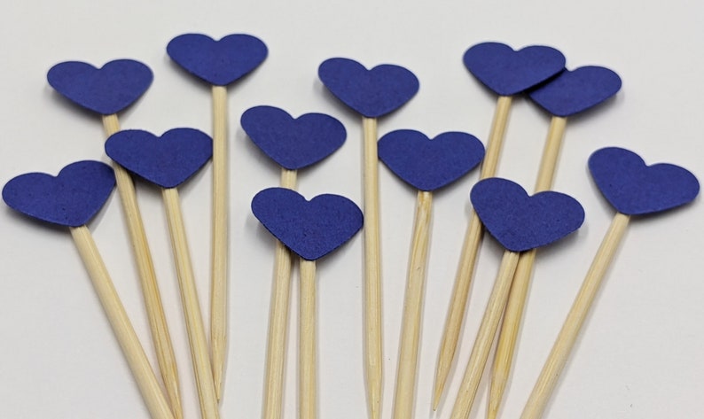 Heart Cupcake Toppers Blue Party Decor Heart Decorations | Etsy