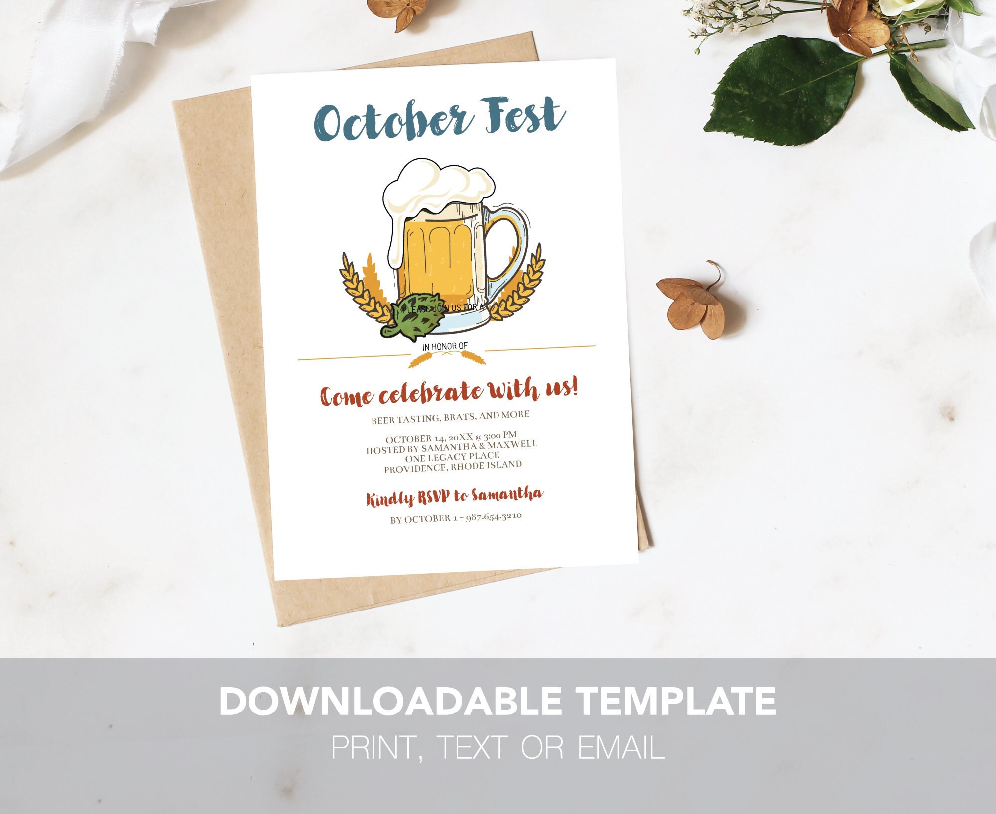 German Birthday Beer Party Oktoberfest Invitation Instant Download DIY ...