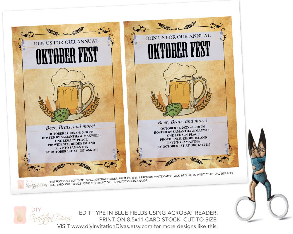German Birthday Beer Party Oktoberfest Invitation Instant Download DIY ...