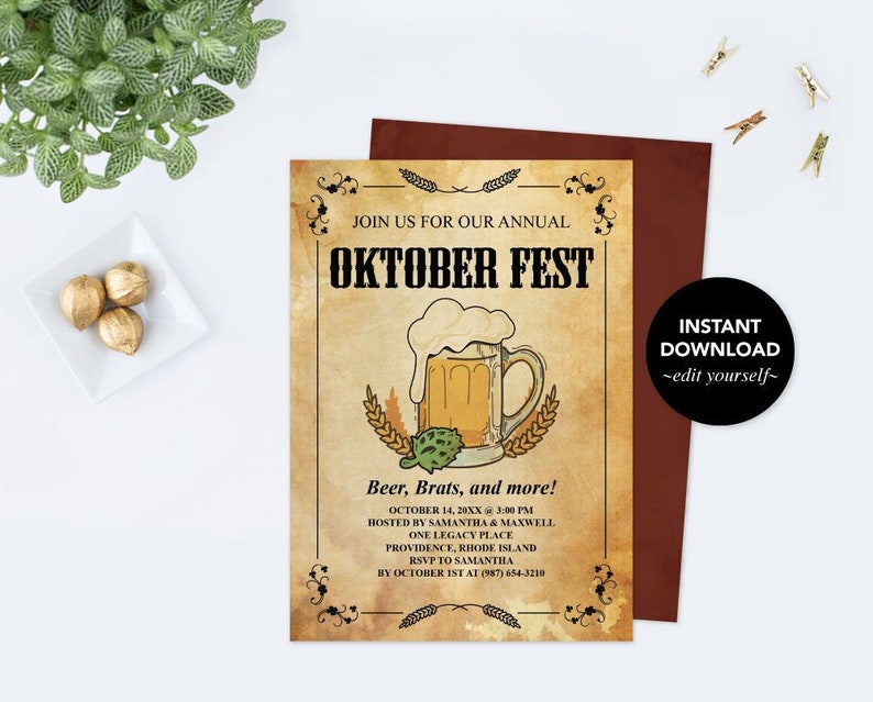 German Birthday Beer Party Oktoberfest Invitation Instant Download DIY ...