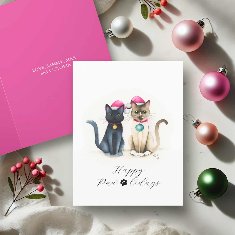 Cat Christmas Cards - Etsy