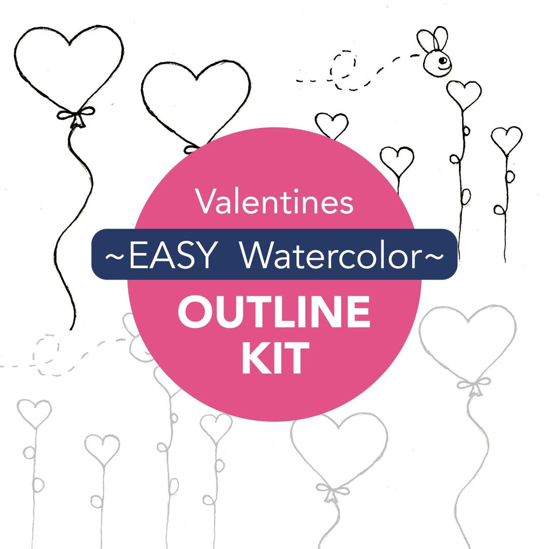 Valentines Day Cards Outlines – Downloadable Sketch & Black Outline ...
