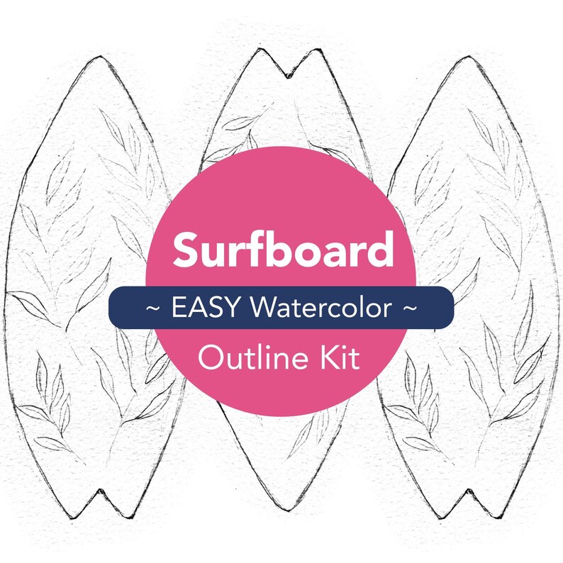 Surfboard Watercolor Practice Worksheet: Painting Tutorial (PDF & JPG ...