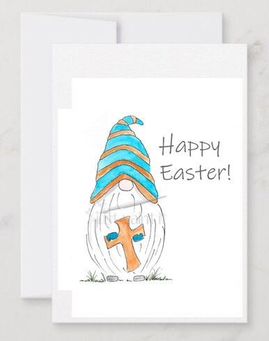 Easter Gnome Watercolor Print With or Without Words Easter Gnome ...