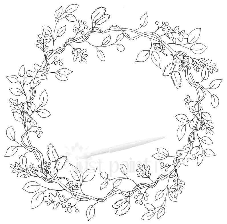 Mixed Fall Leaves Wreath Coloring Page Fall Coloring Page Instant ...