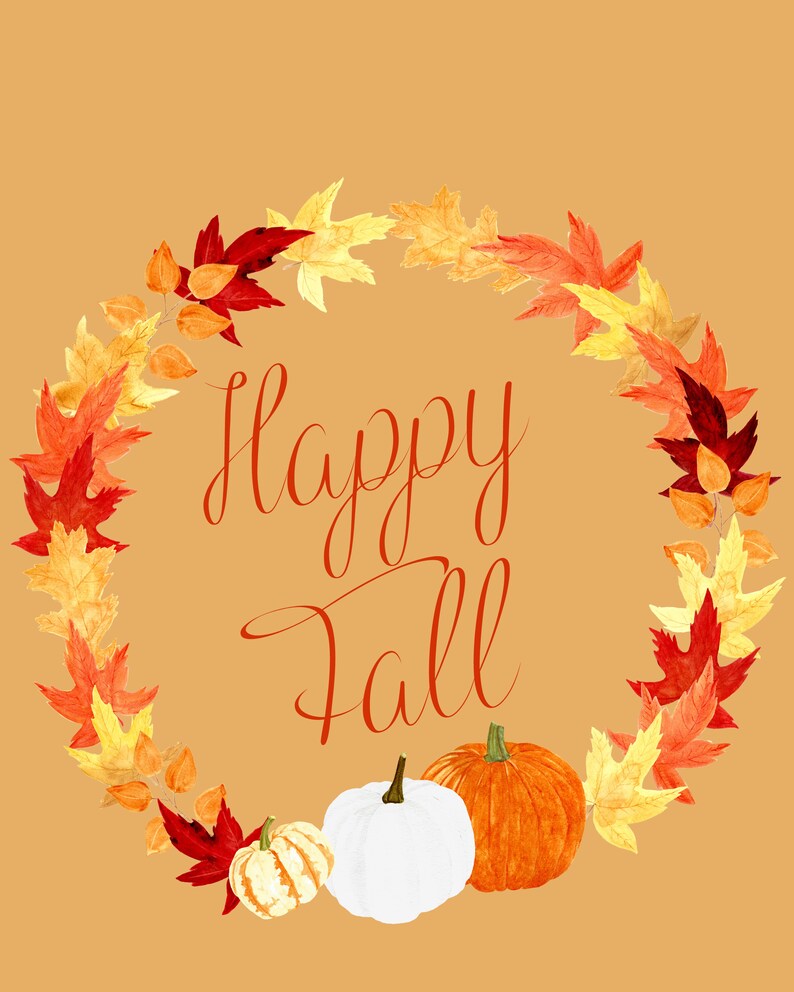 Fall Pumpkins and Leaves Clipart Autumn Leaves Download - Etsy