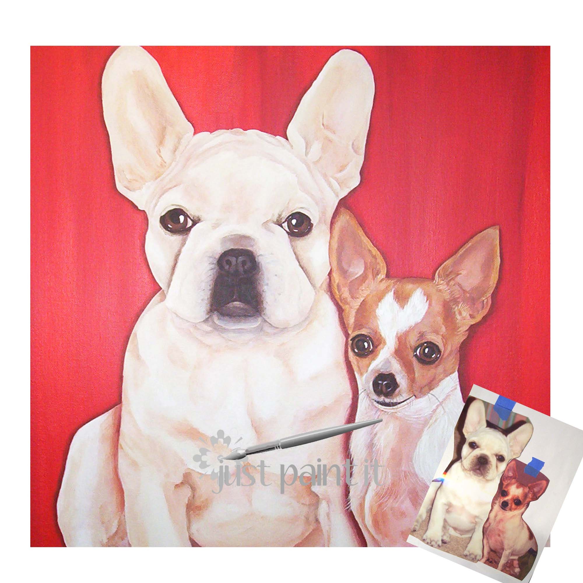 Pet Portrait Two Dogs, French Bulldog Painting, Chihuahua Painting ...