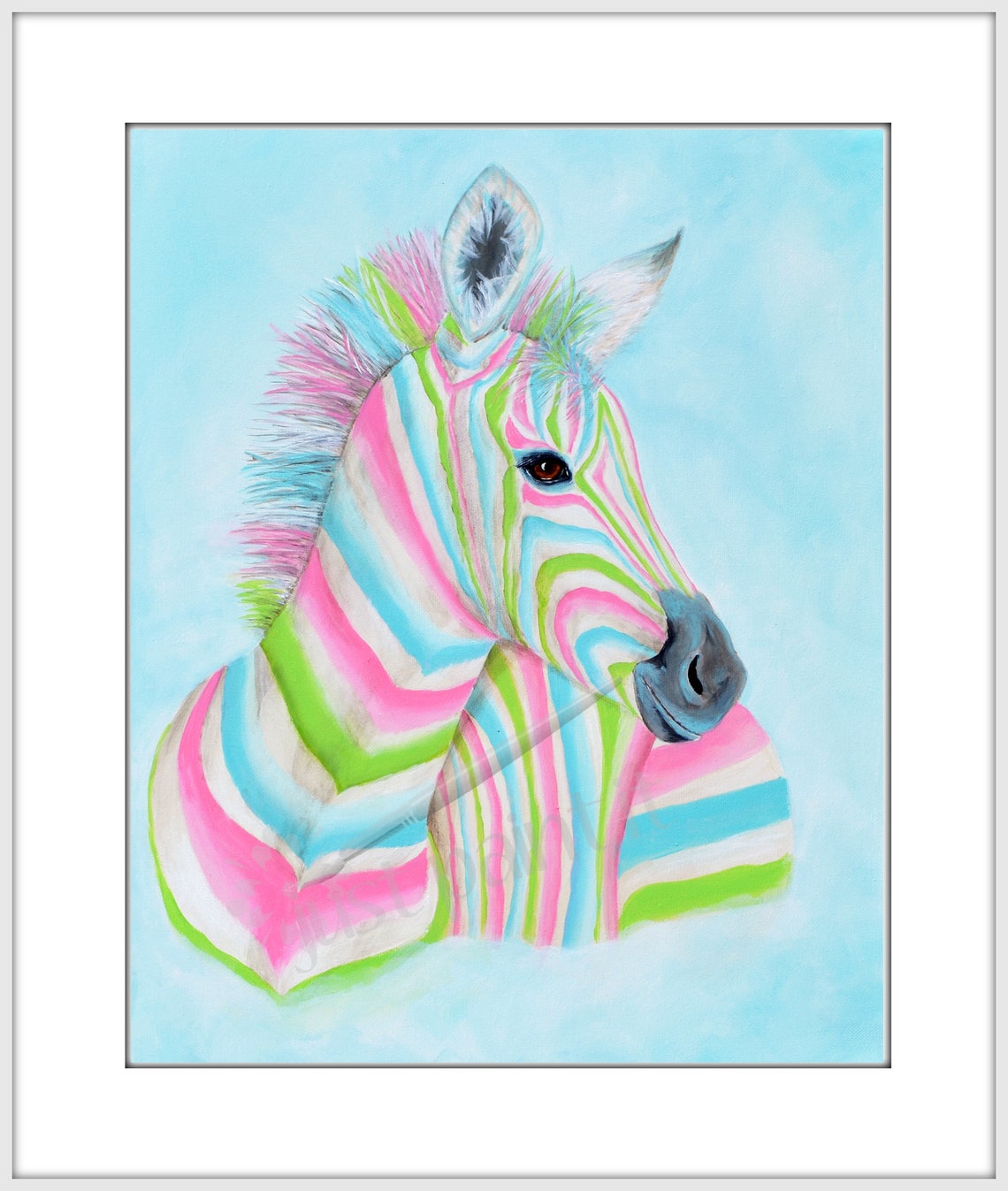 Zebra Art Print Instant Download Rainbow Colorful - Etsy