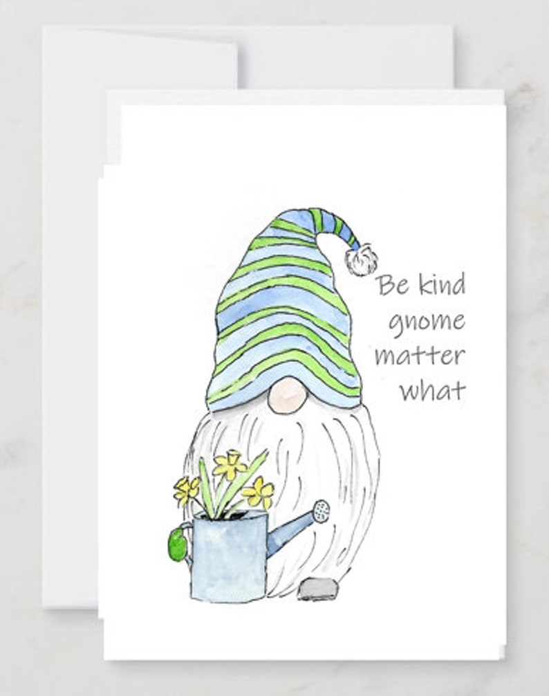 Spring Gnome Watercolor Painting Print Tomte Gnome Printable Blank or ...